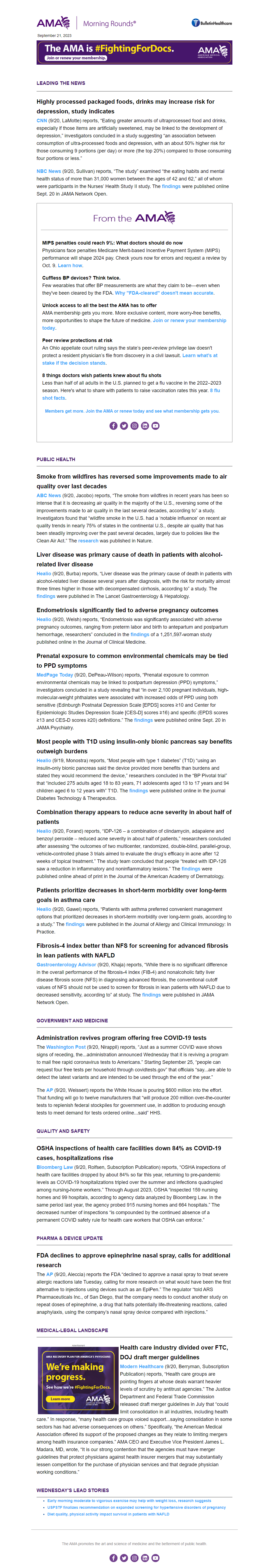 AMA Morning Rounds® newsletter sample | American Medical Association