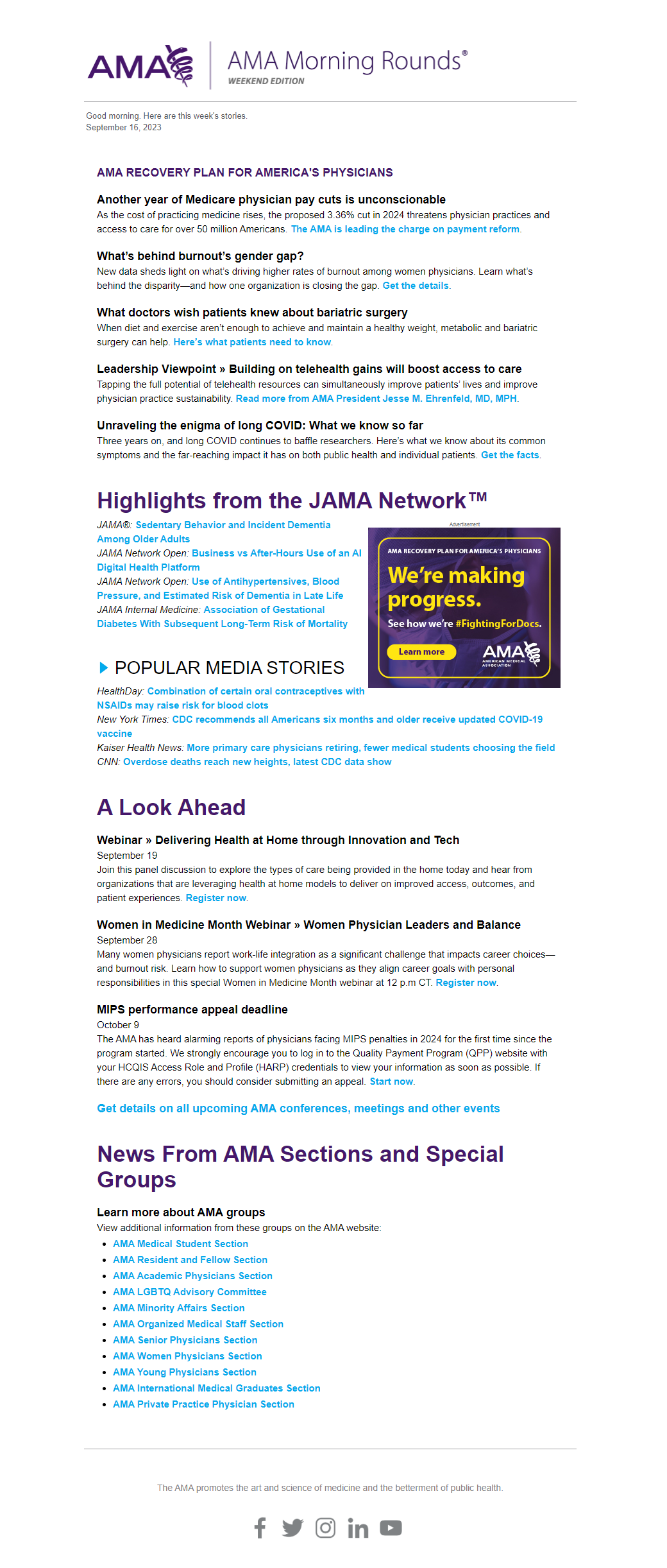AMA Morning Rounds® Weekend Edition newsletter sample | American ...
