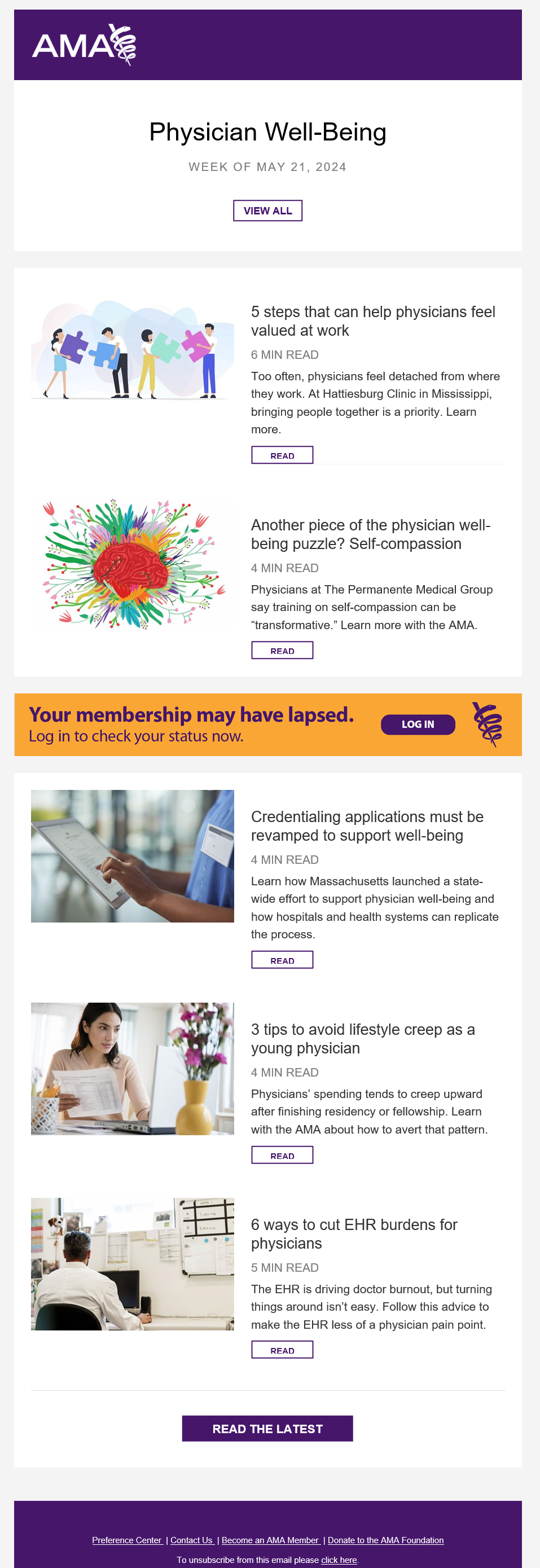 Physician Well-Being newsletter sample | American Medical Association
